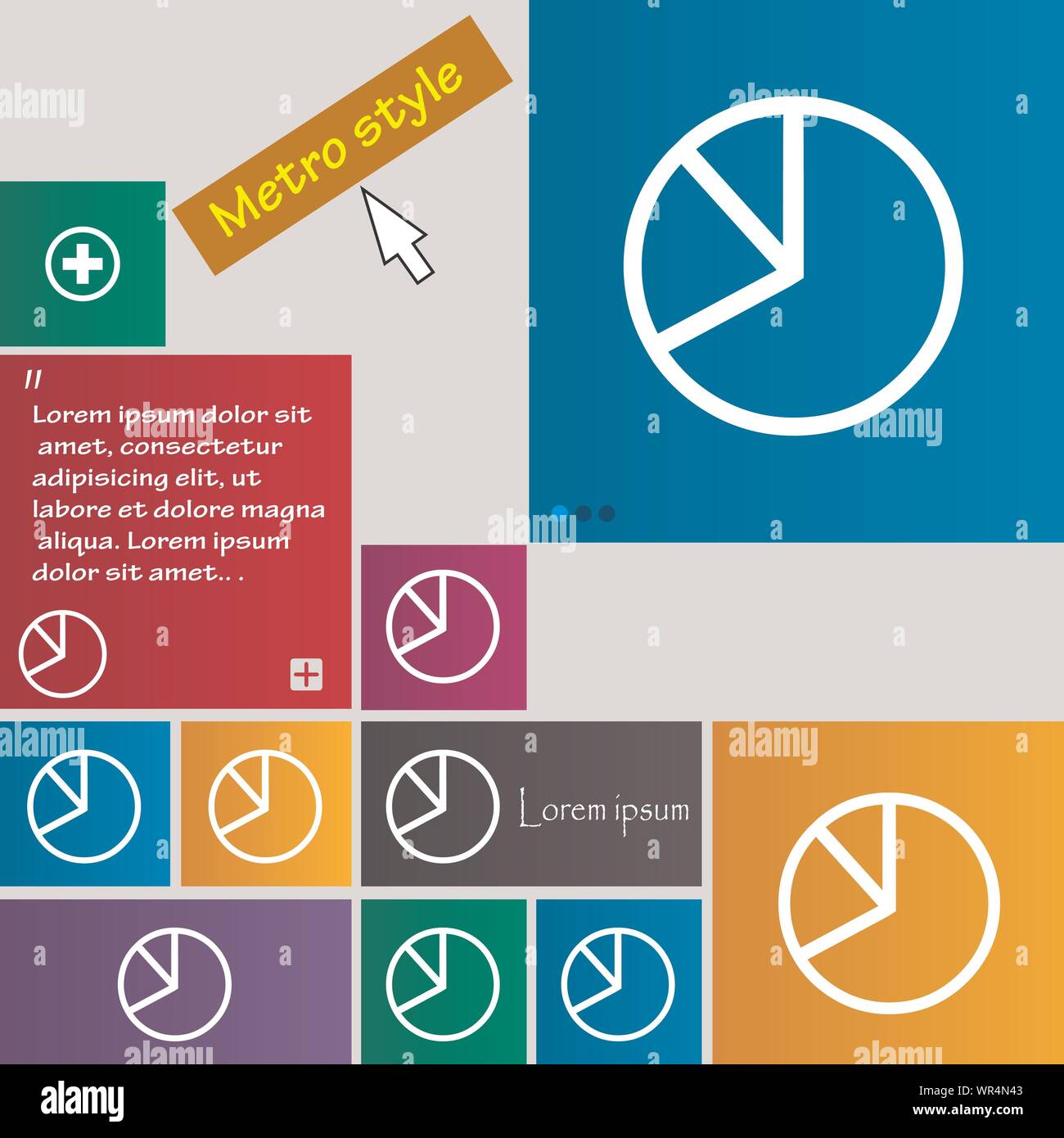 Pie chart graph icon sign. buttons. Modern interface website buttons with cursor pointer. Vector ...