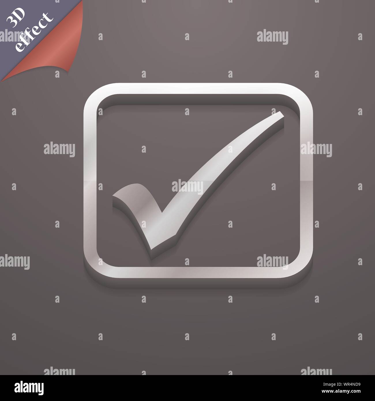 A check mark icon symbol. 3D style. Trendy, modern design with space ...