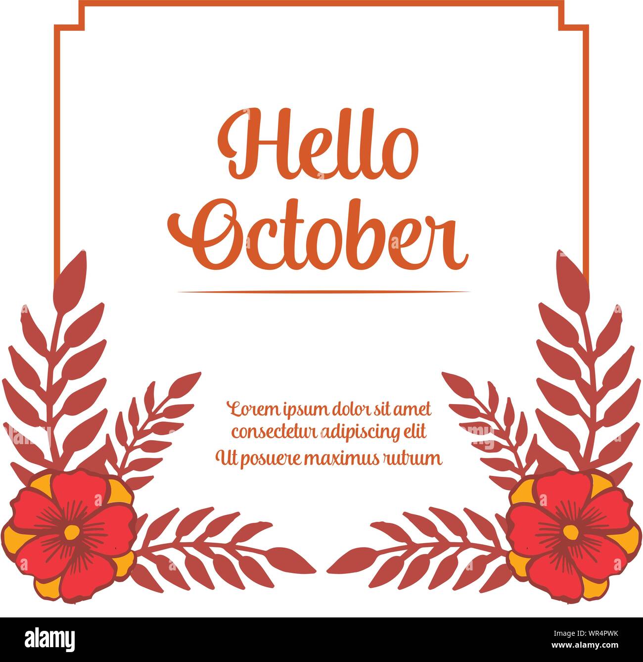 Hand drawn poster hello october, with drawing artwork of colorful ...
