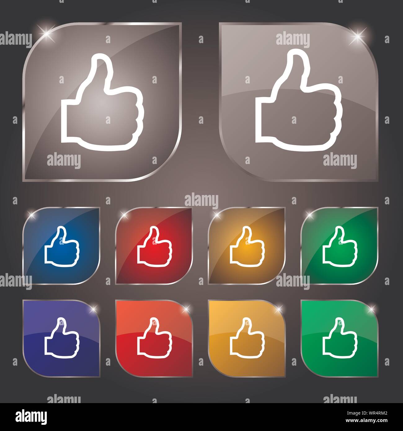 Like icon sign. Set of ten colorful buttons with glare. Vector Stock ...