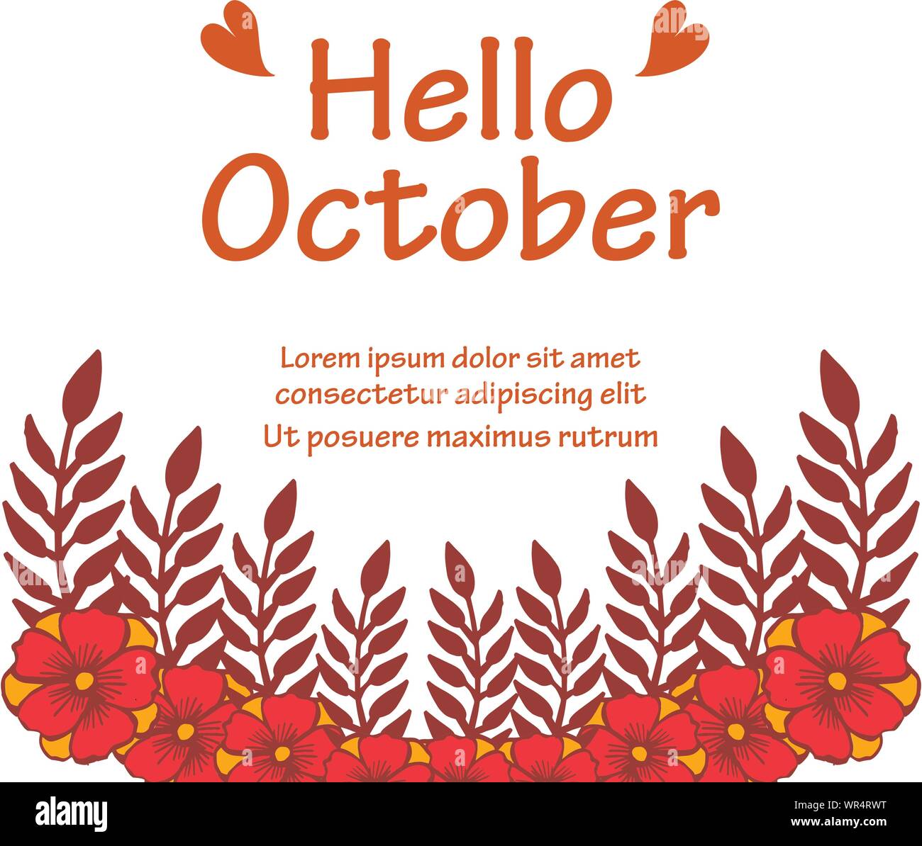 Hand drawn poster hello october, with drawing artwork of colorful ...