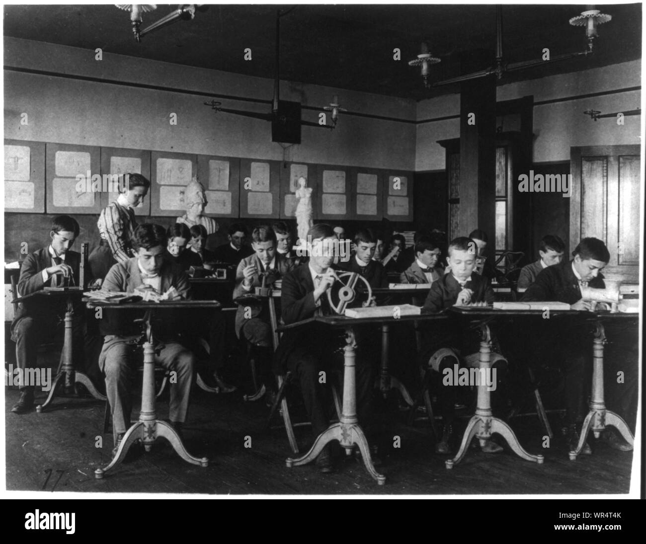 Mechanical drawing class, Business high school Stock Photo - Alamy