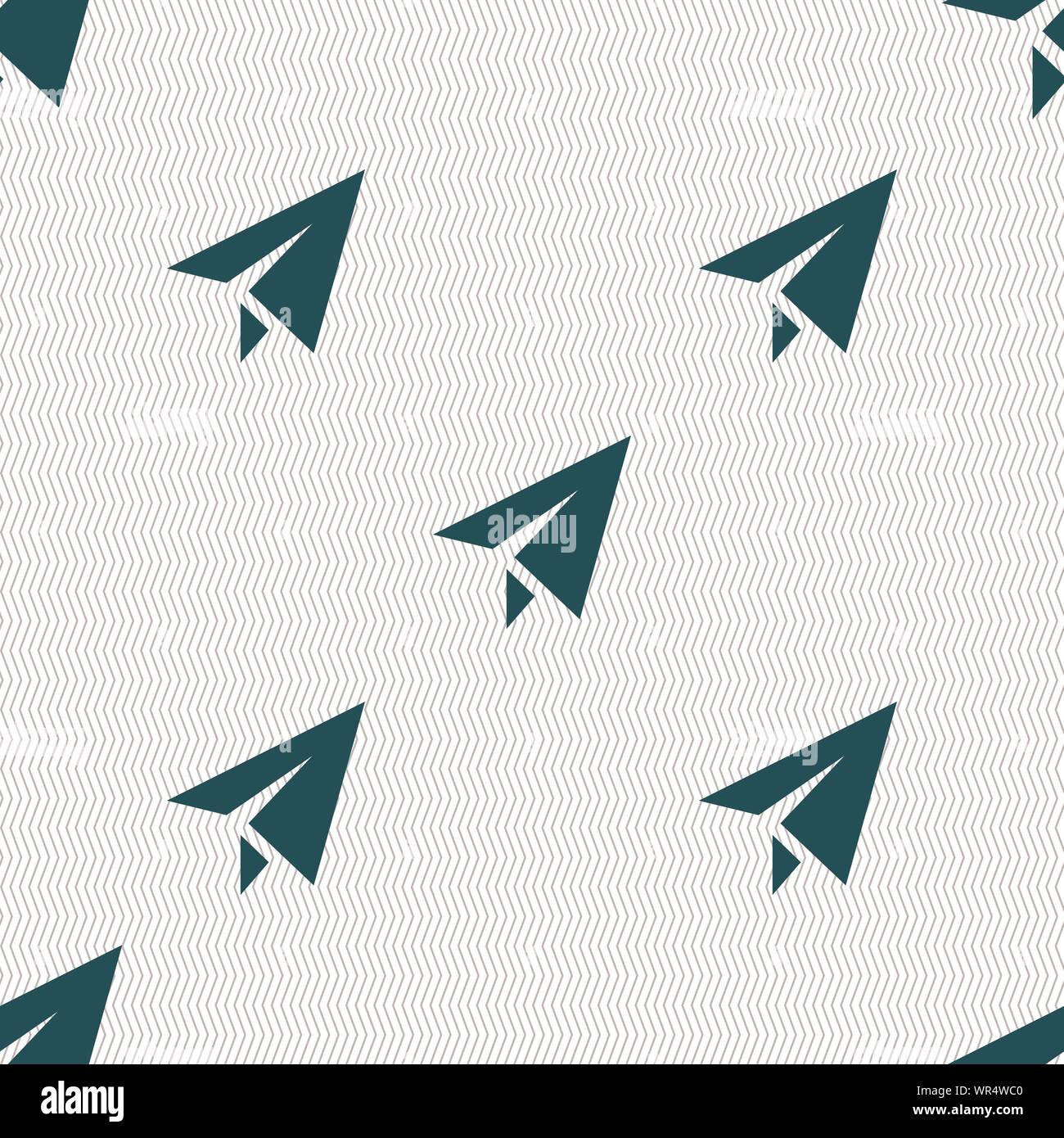 Paper airplane icon sign. Seamless pattern with geometric texture ...