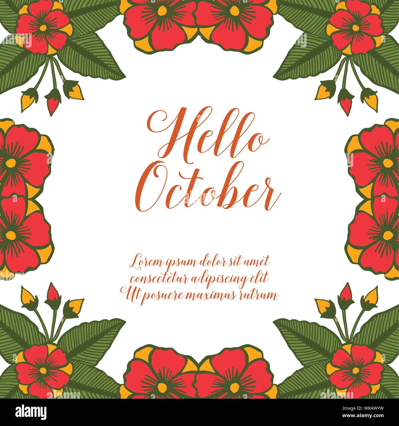 Pattern of colorful wreath frame for decorative lettering of hello ...