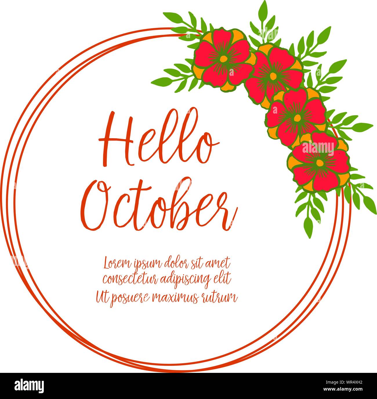 Hand drawn poster hello october, with drawing artwork of colorful ...
