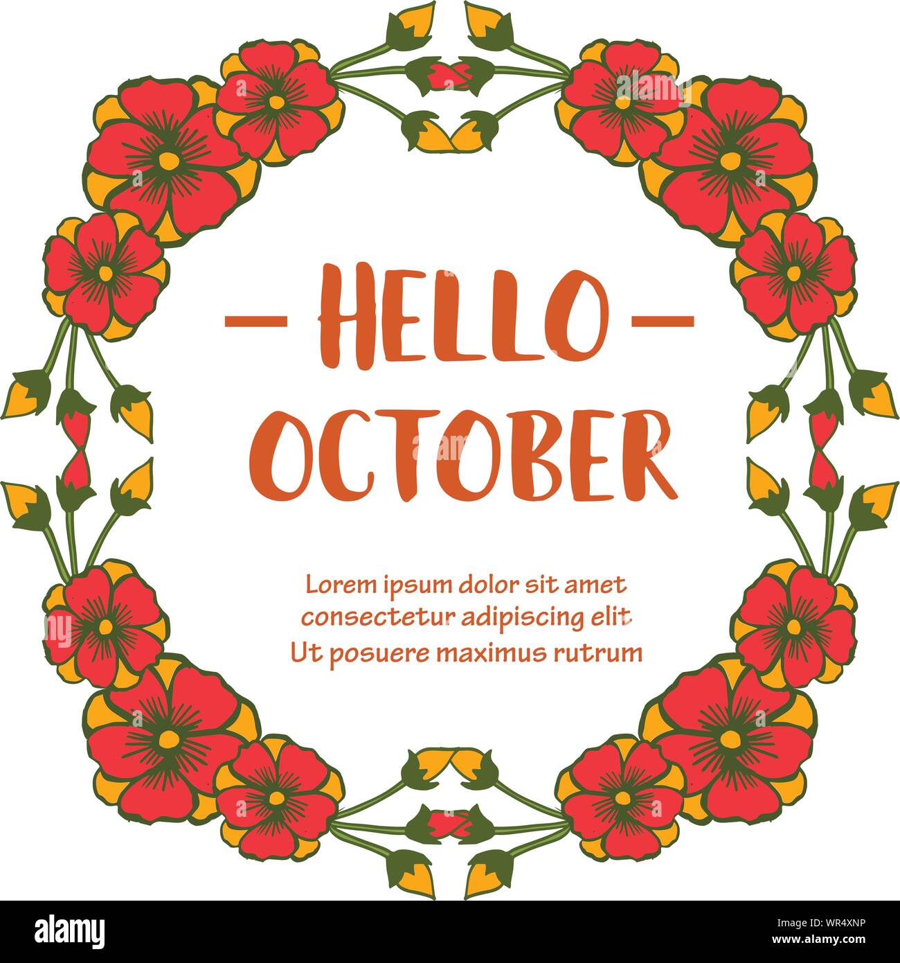 Various motif of leaf flower frame for design greeting card hello ...