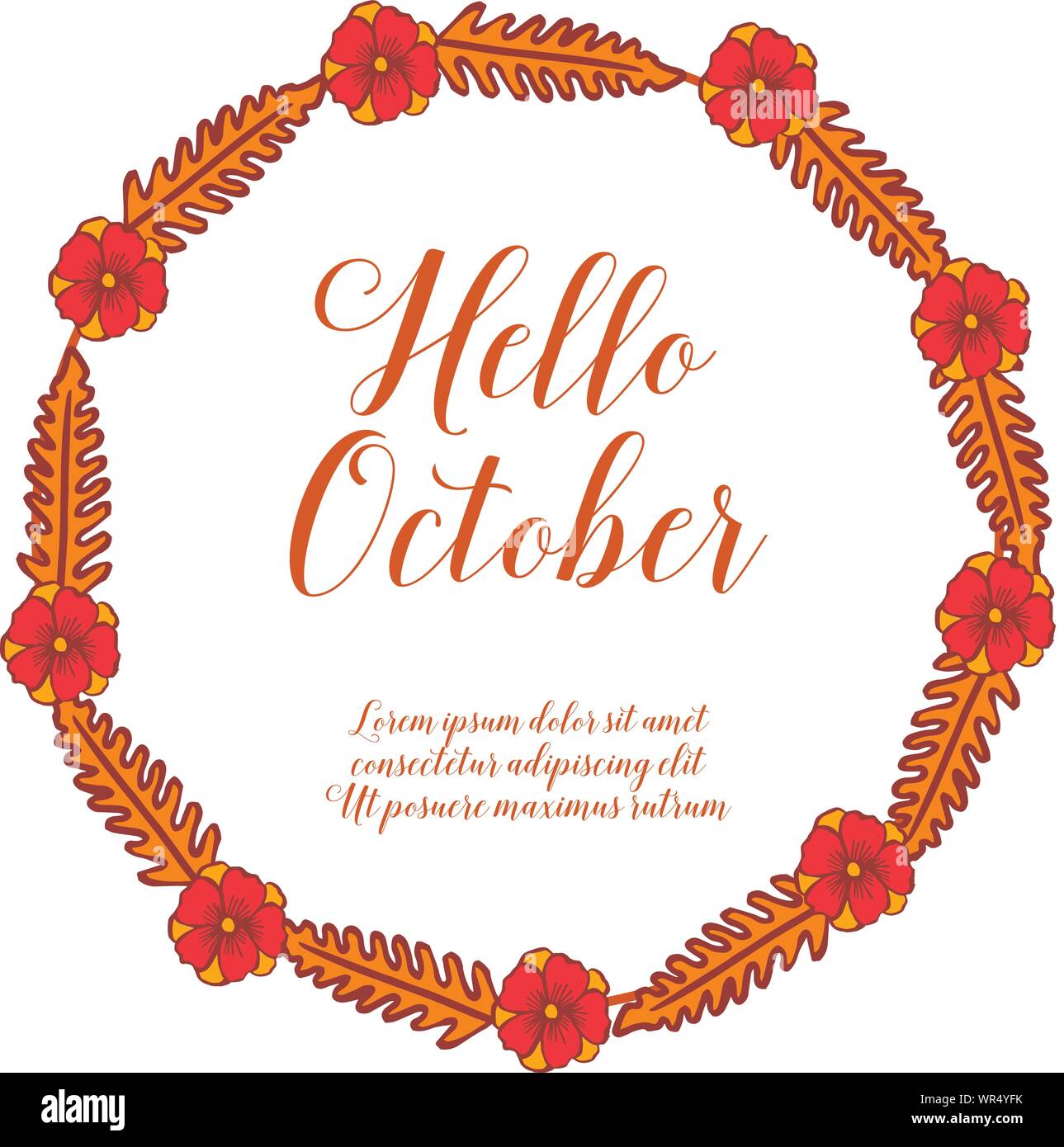 Various motif of leaf flower frame for design greeting card hello ...