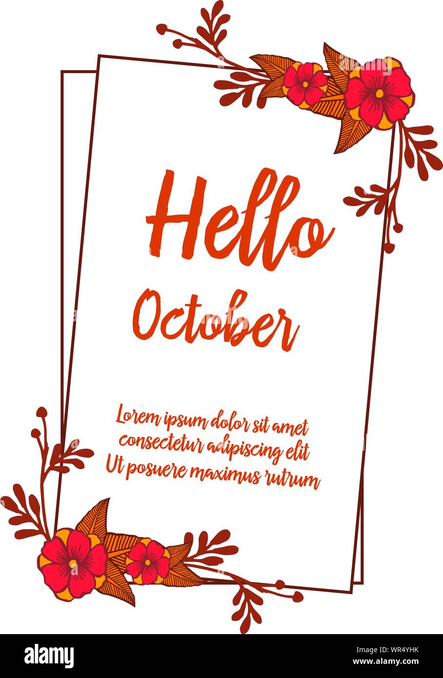 Pattern of colorful wreath frame for decorative lettering of hello ...