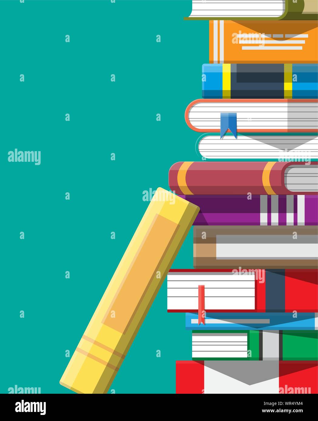 Pile of books. Reading education, e-book, literature, encyclopedia ...