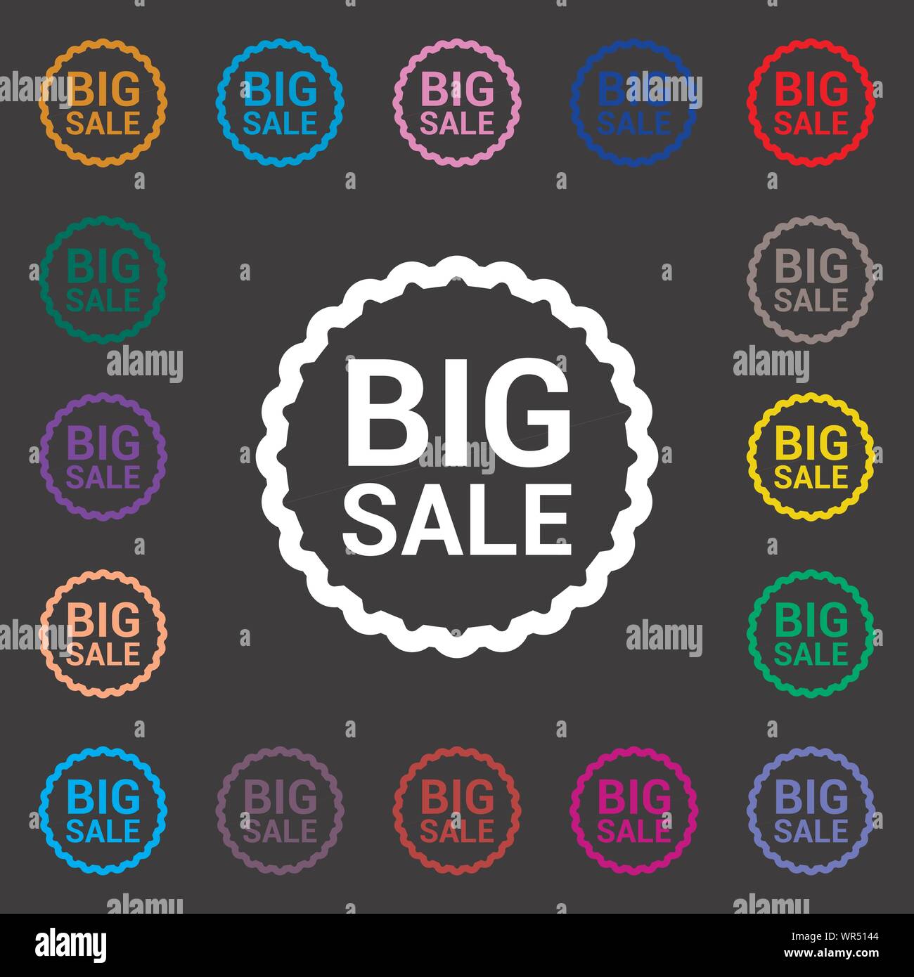 Big sale icon sign. Lots of colorful symbols for your design. Vector ...