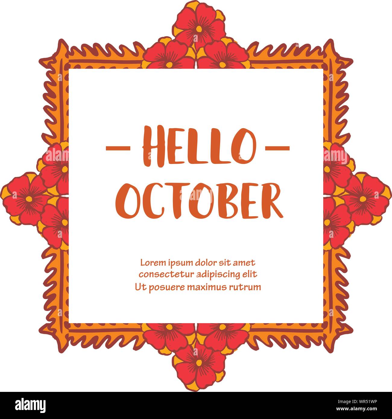 Various motif of leaf flower frame for design greeting card hello ...