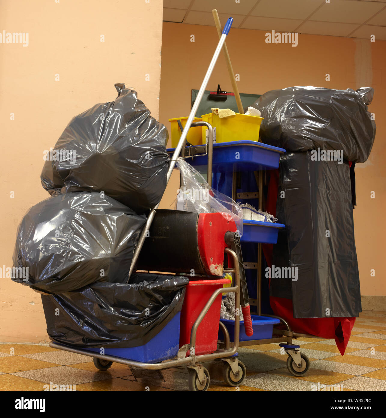 Janitor cart hi-res stock photography and images - Alamy
