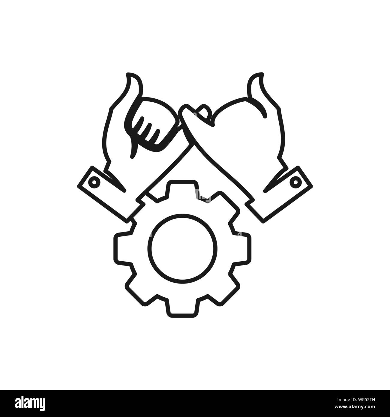 gear hand Commitment Teamwork Together Outline Logo vector Stock Vector Image & Art - Alamy