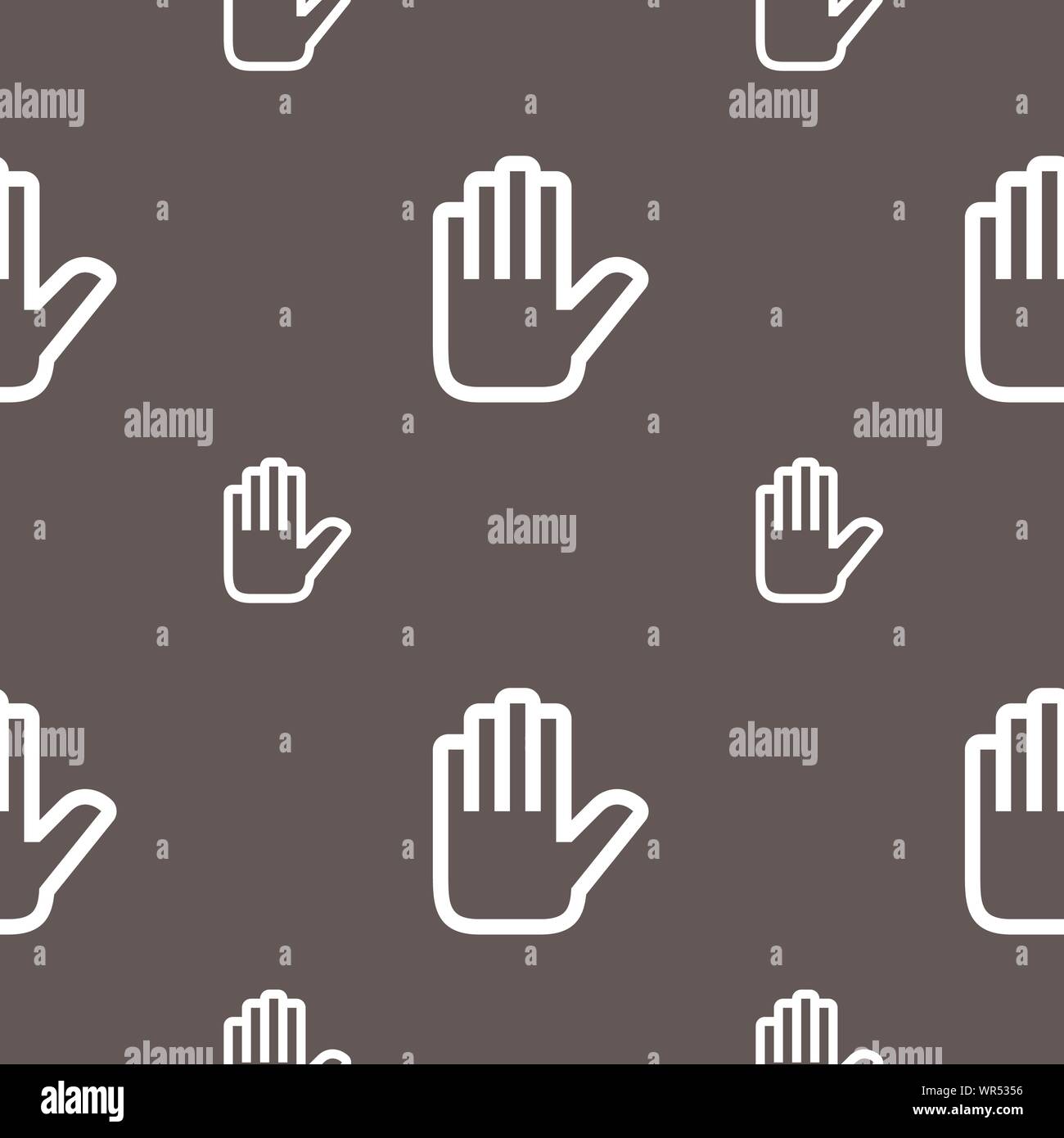Hand print, Stop icon sign. Seamless pattern on a gray background ...