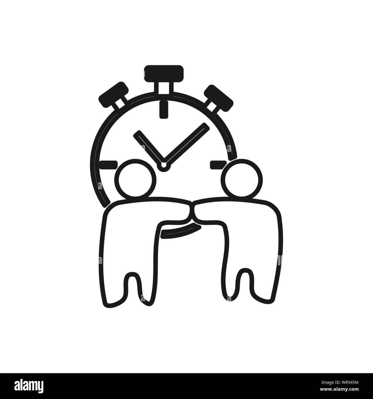 Stopwatch people Commitment Teamwork Together Outline Logo Stock Vector ...