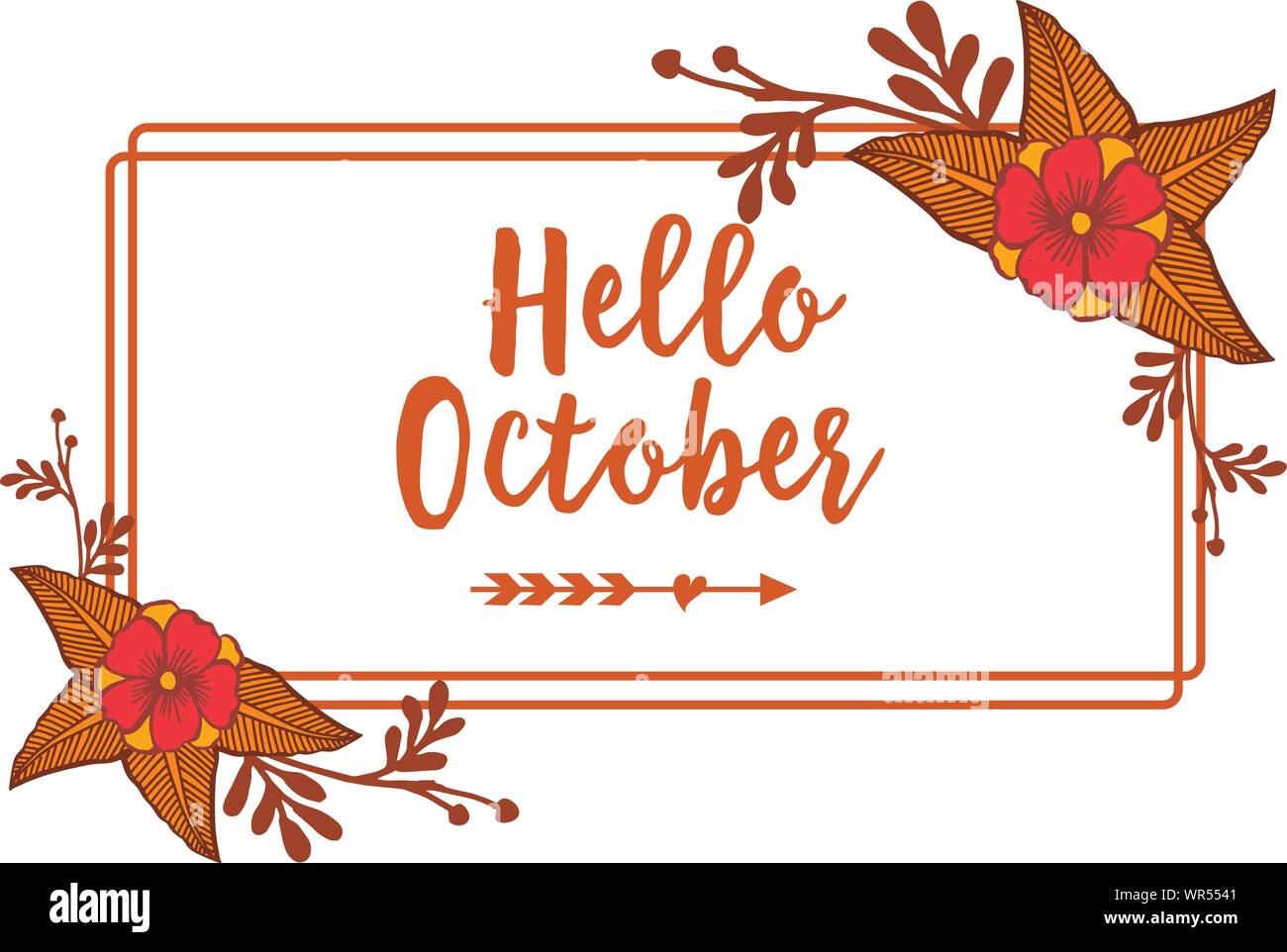 Various motif of leaf flower frame for design greeting card hello ...