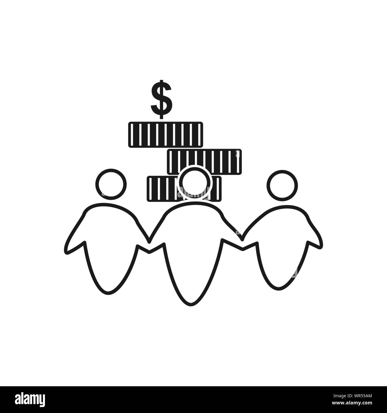Coin Money Stack Commitment Teamwork Together Outline Logo Stock Vector ...
