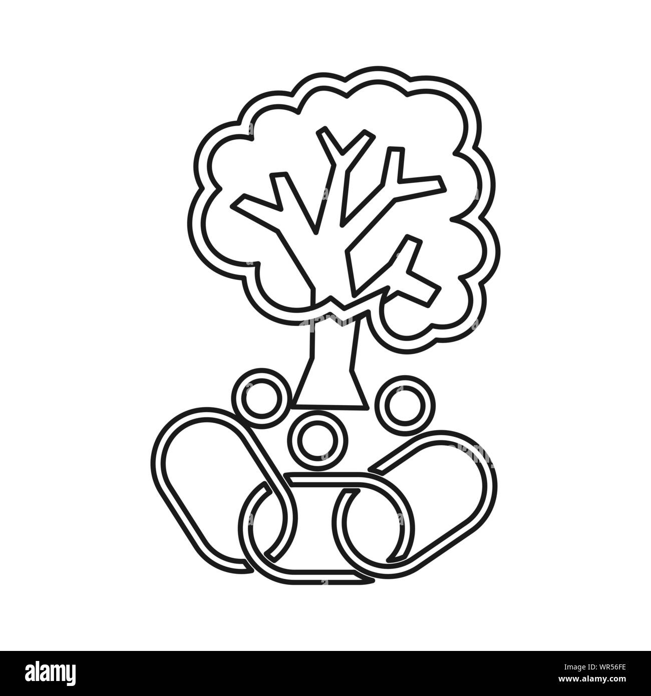 tree connection Commitment Teamwork Together Outline Logo Stock Vector ...