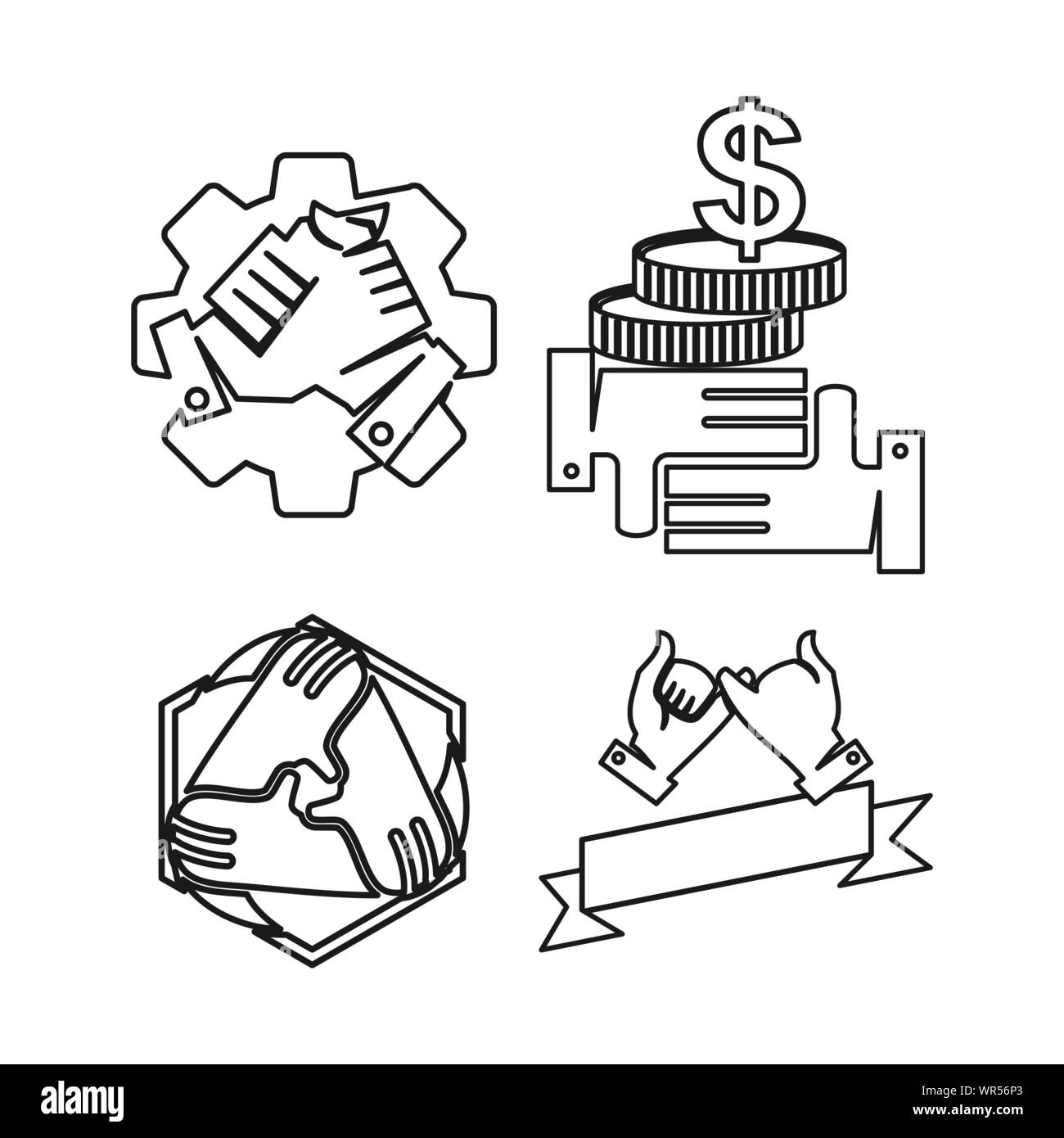 gear money ribbon Commitment Teamwork Together Outline Logo Stock Vector Image & Art - Alamy