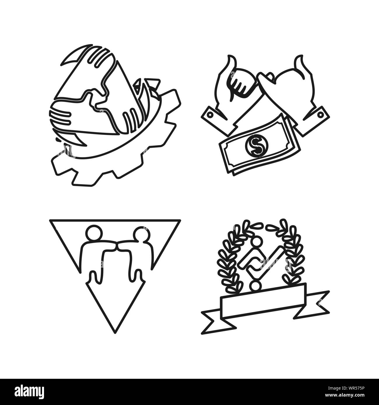 gear money ribbon Commitment Teamwork Together Outline Logo Stock ...