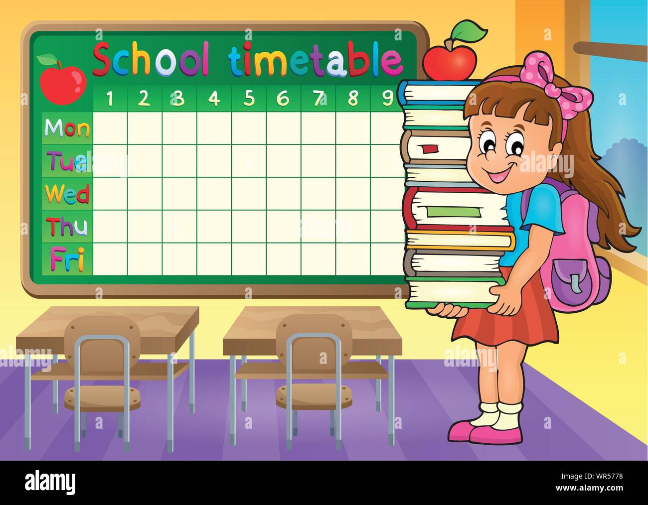 Child girl schoolgirl schoolchild Stock Vector Images - Alamy