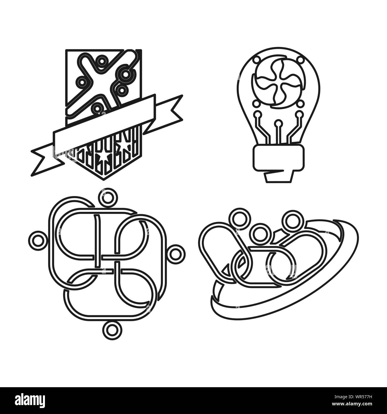 shield bulb ribbon Commitment Teamwork Together Outline Logo Stock Vector Image & Art - Alamy