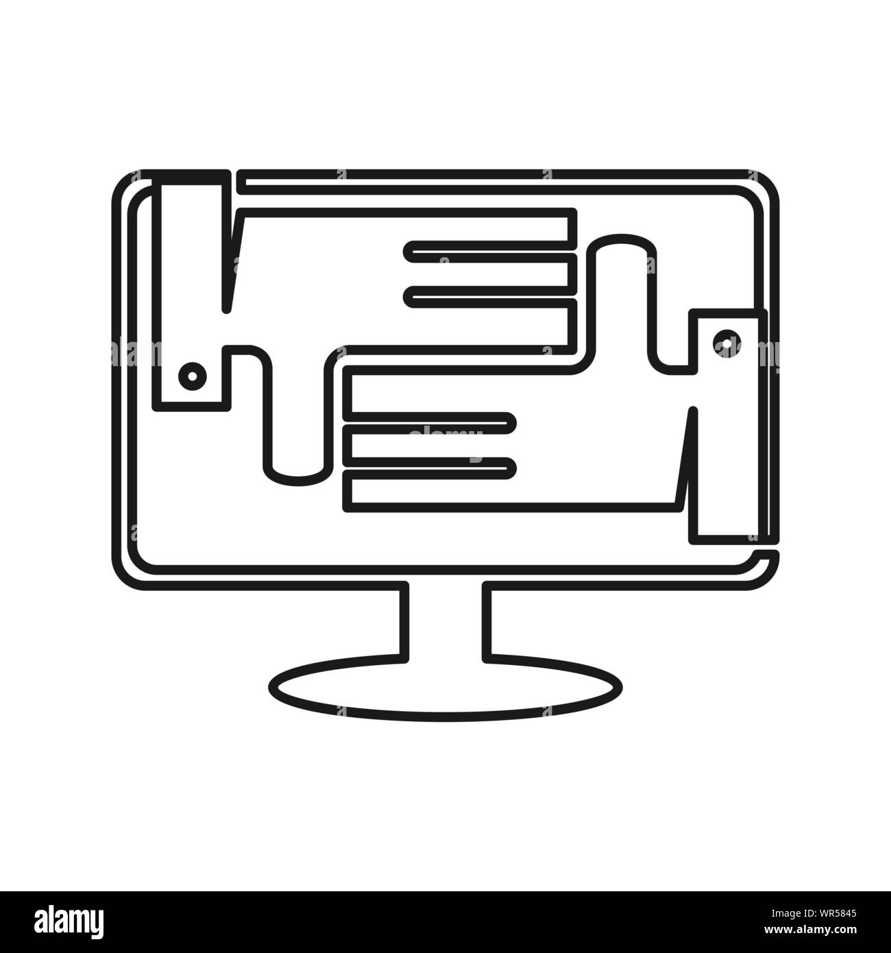 Monitor Computer Commitment Teamwork Together Outline Logo Stock Vector Image & Art - Alamy