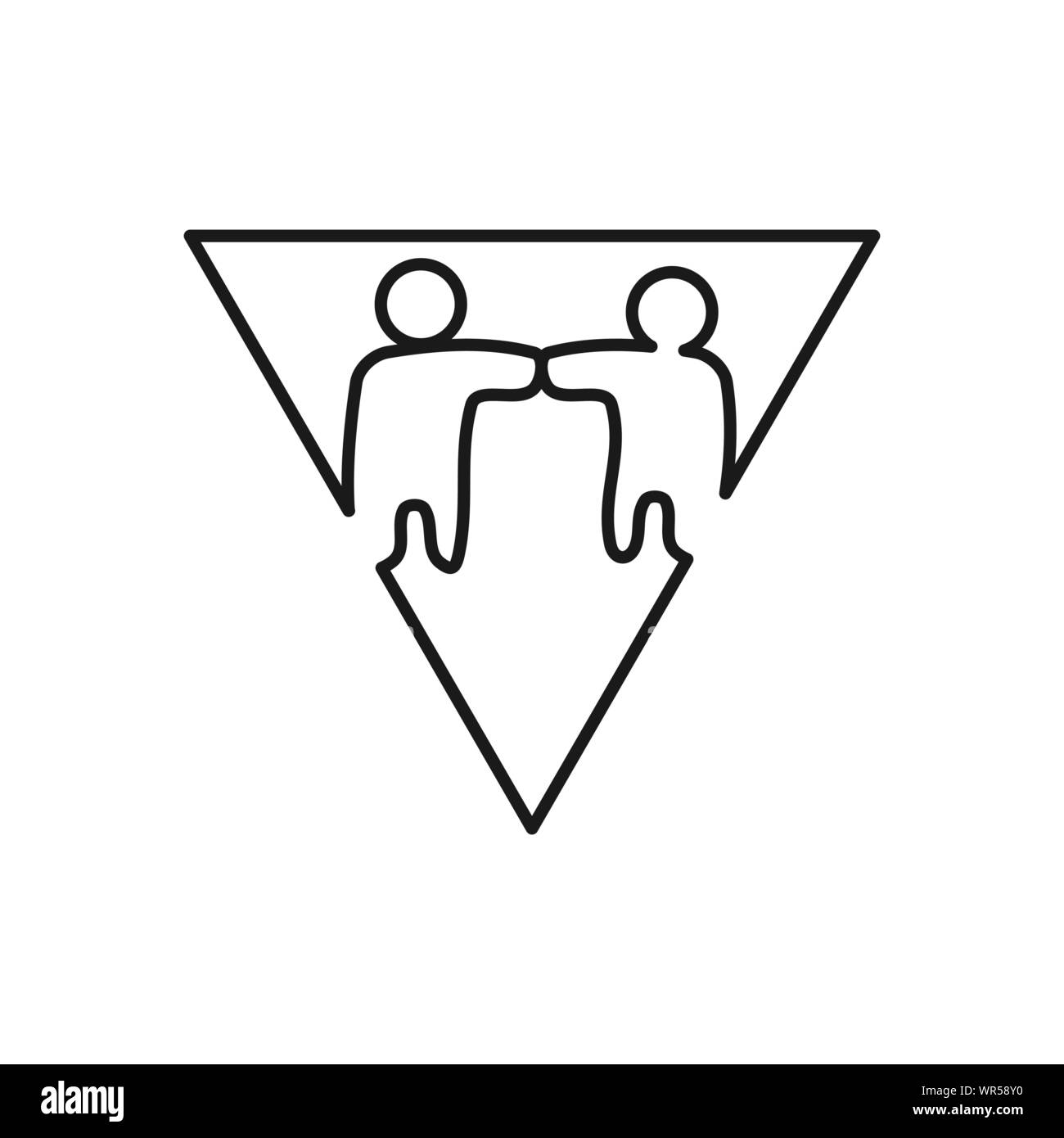 Triangle People Commitment Teamwork Together Outline Logo Vector Stock ...