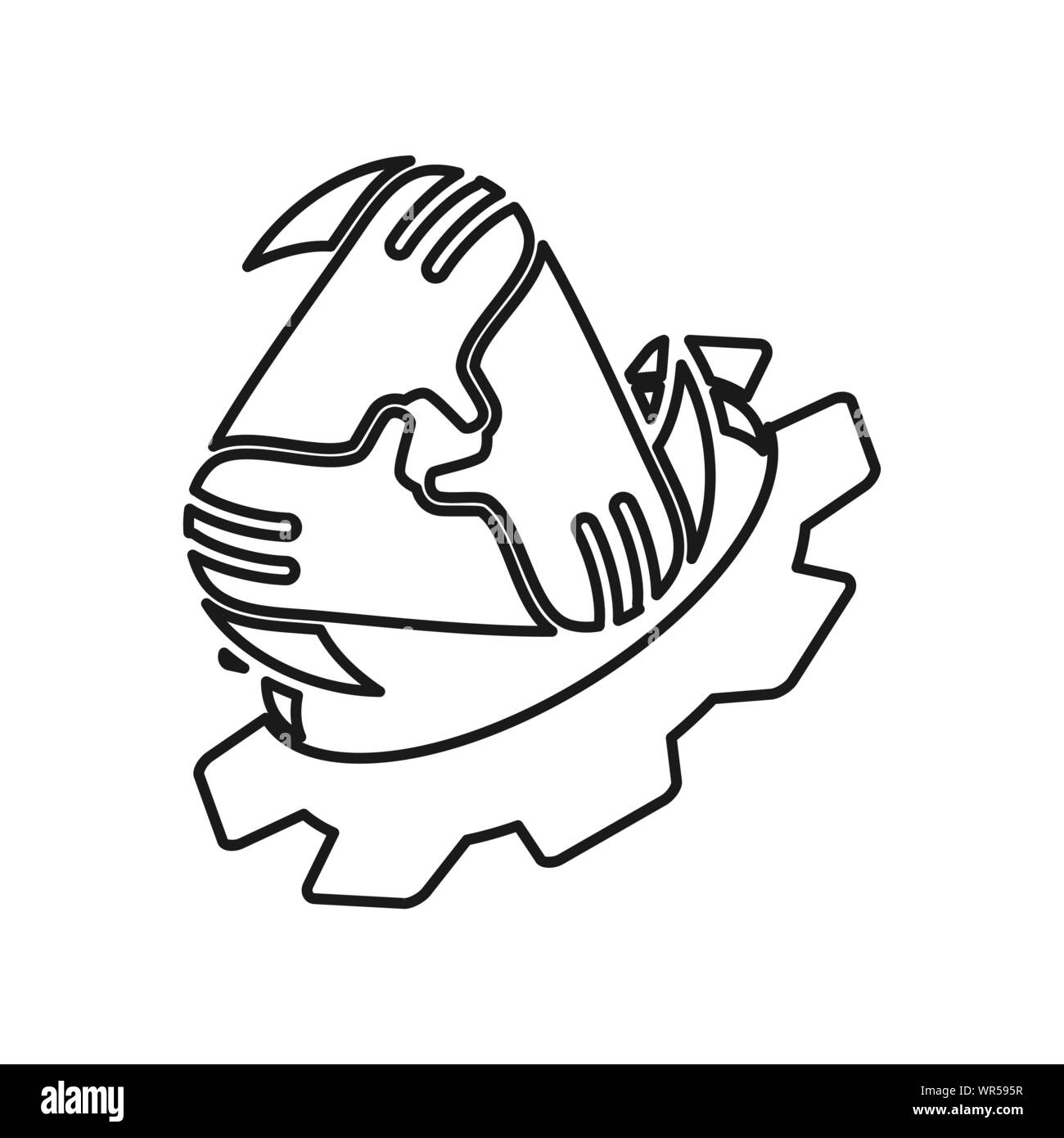 triangle hand gear Commitment Teamwork Together Outline Logo Stock ...