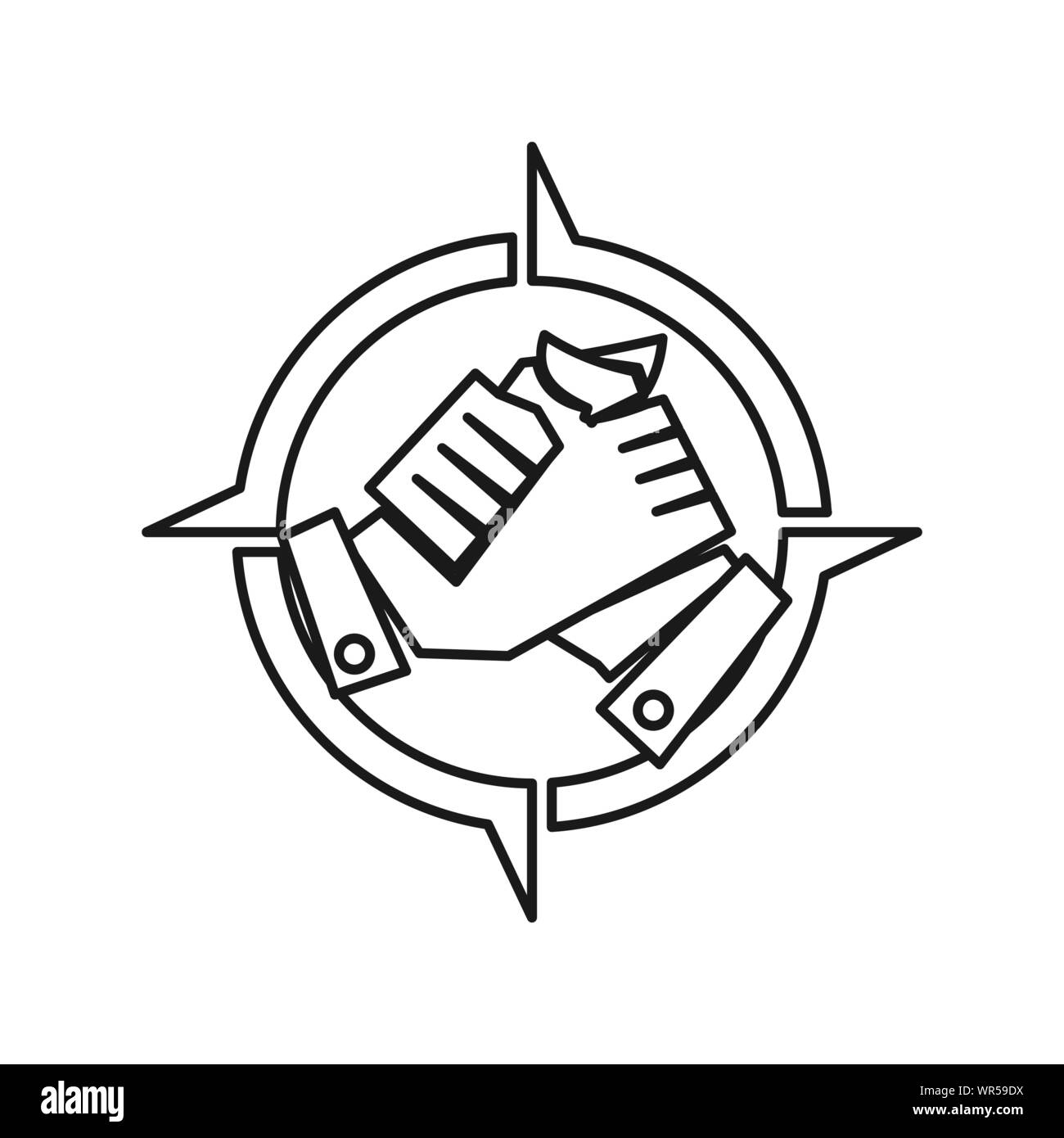 Compass Adventure Commitment Teamwork Together Outline Logo Stock ...