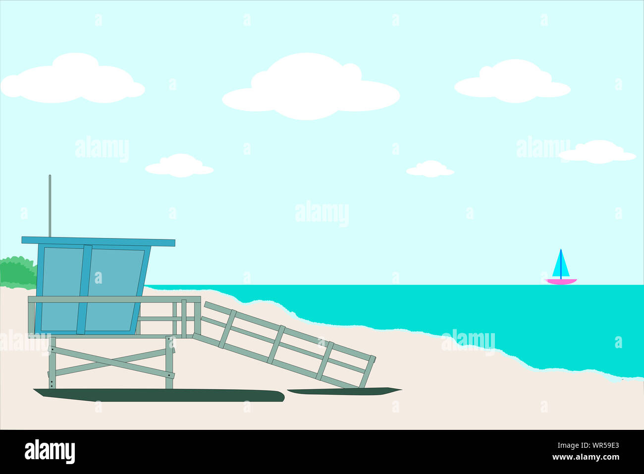 Baywatch station on the beach illustration drawing art Stock Photo - Alamy