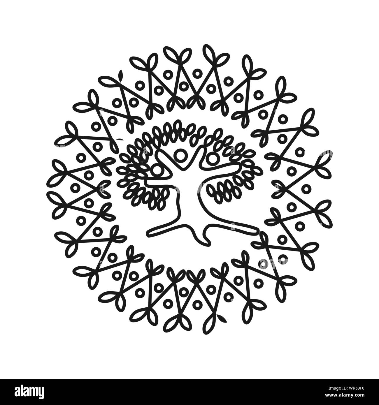 Tree leaf People Commitment Teamwork Together Outline Logo Stock Vector ...