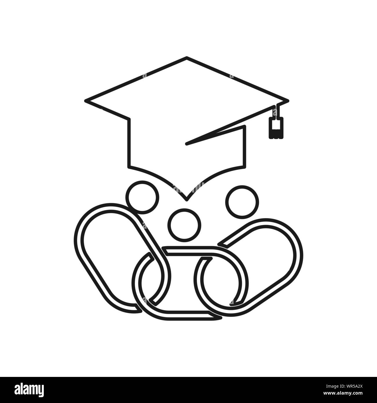 Hat graduate Commitment Teamwork Together Outline Logo Stock Vector ...