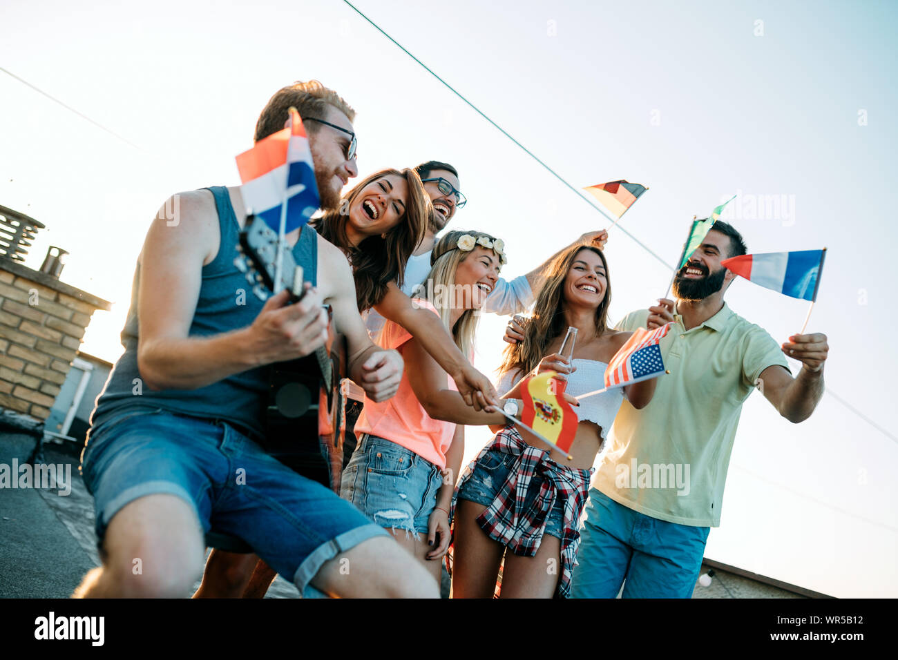 Friends of different culutres having fun, promoting peace without ...
