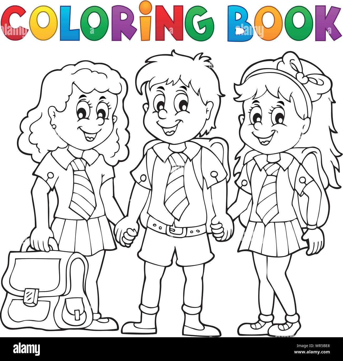 Coloring book with school pupils Stock Vector Image & Art - Alamy