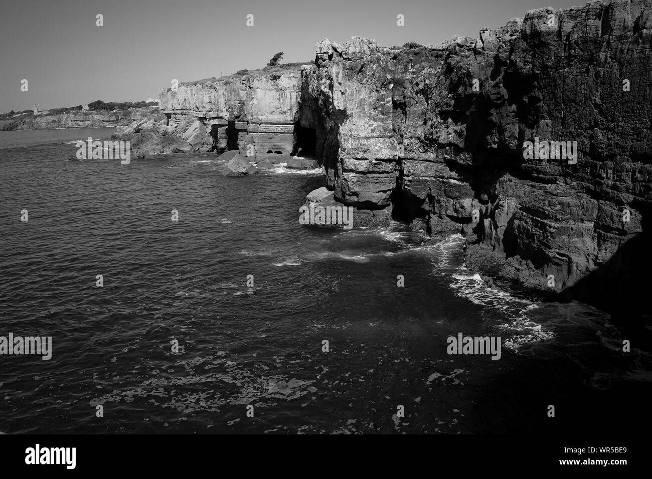 Cliff by the shore Black and White Stock Photos & Images - Alamy
