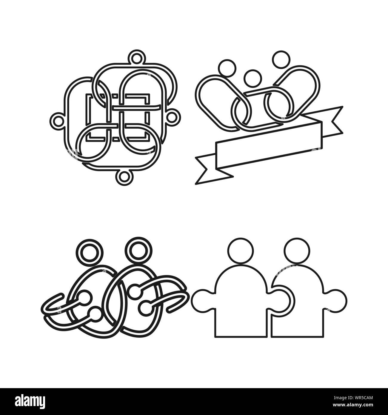 ribbon electric puzzle Commitment Teamwork Together Outline Logo Stock Vector Image & Art - Alamy