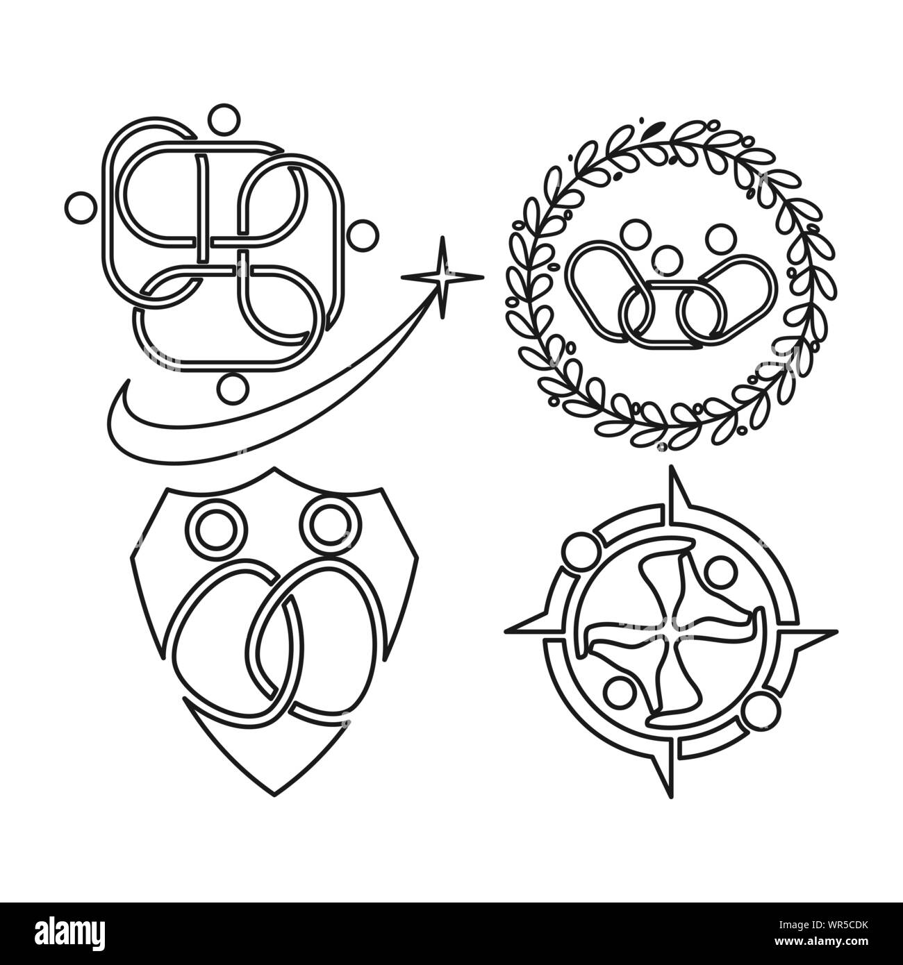 star shield leaf Commitment Teamwork Together Outline Logo Stock Vector Image & Art - Alamy