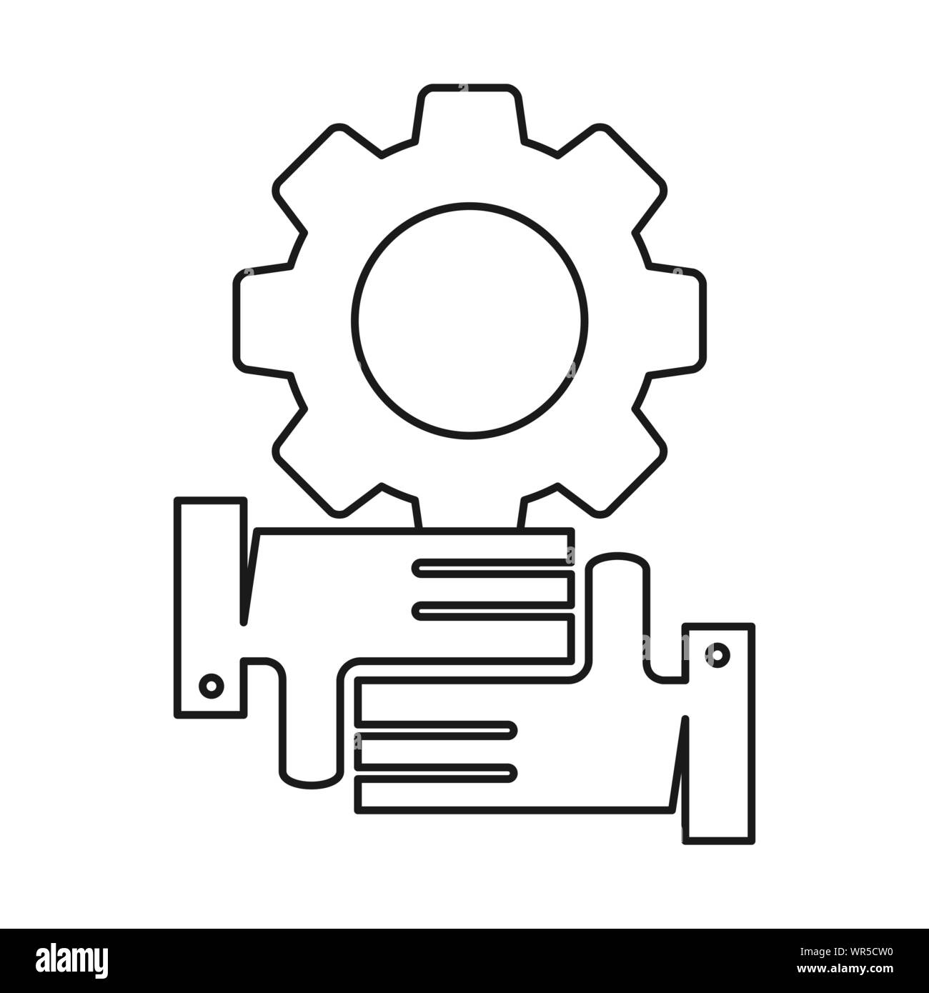 Gear Machine Hand Commitment Teamwork Together Outline Logo Stock Vector Image & Art - Alamy