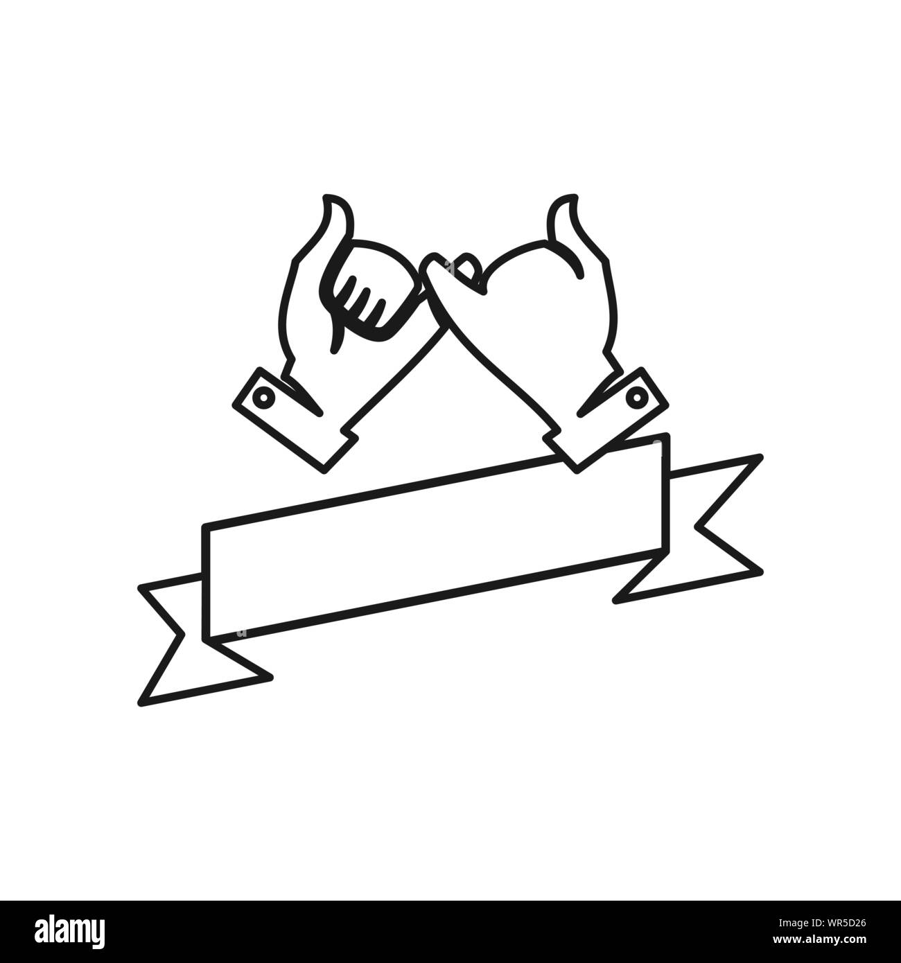 Ribbon empty hand Commitment Teamwork Together Outline Logo Stock ...