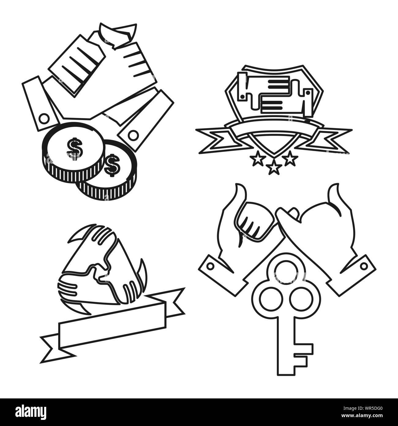 money shield key Commitment Teamwork Together Outline Logo Stock Vector Image & Art - Alamy