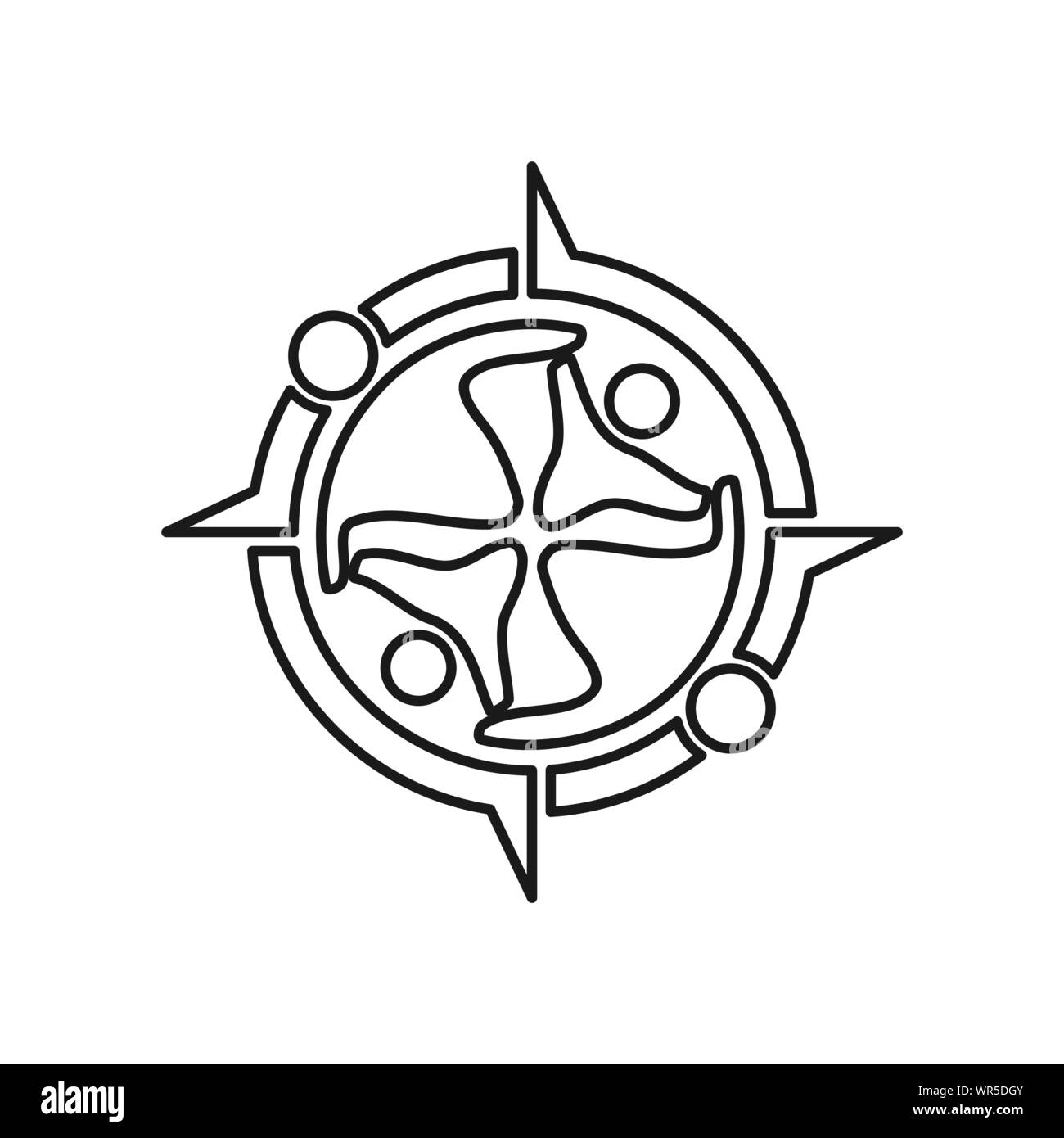 Adventure people Commitment Teamwork Together Outline Logo Stock Vector ...