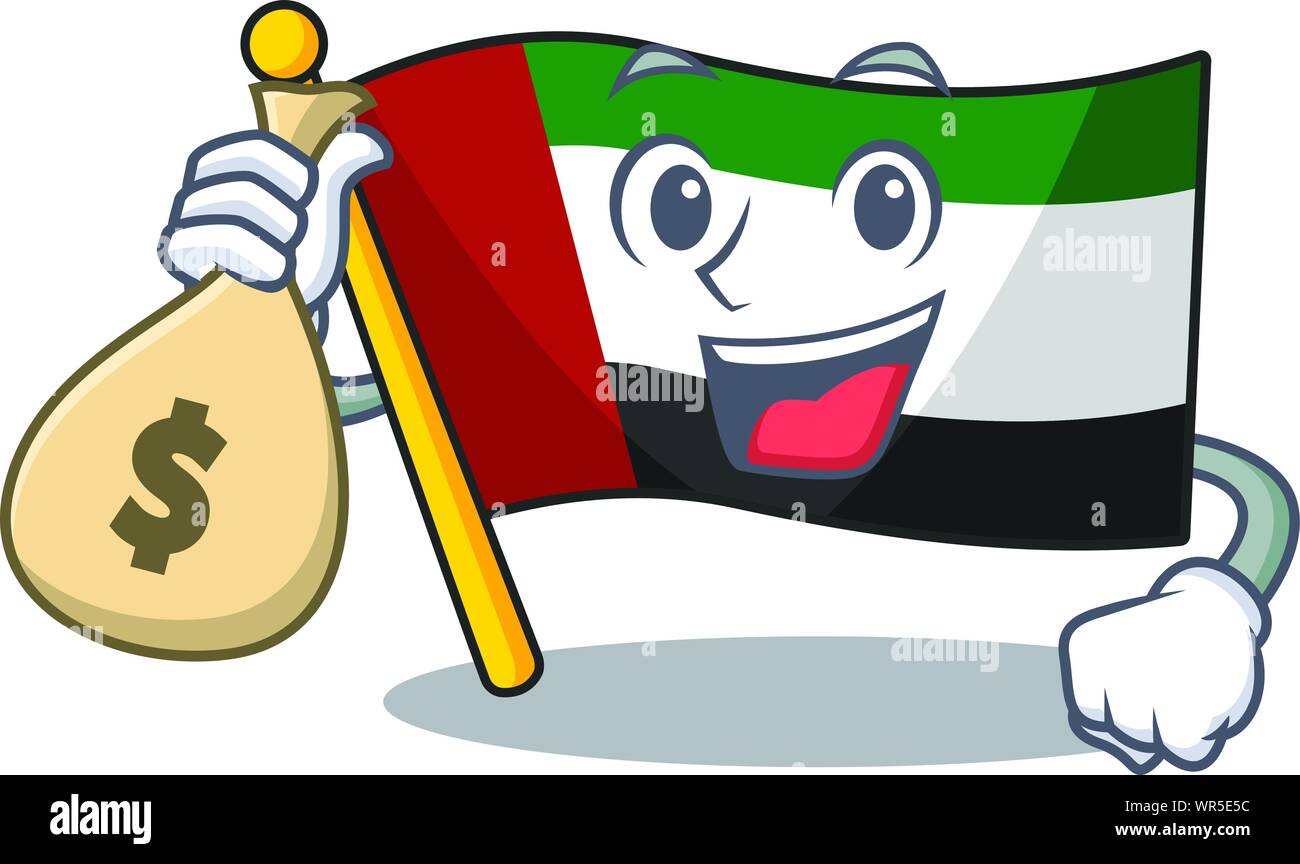 With money bag flag united arab emirates shaped cartoon Stock Vector ...