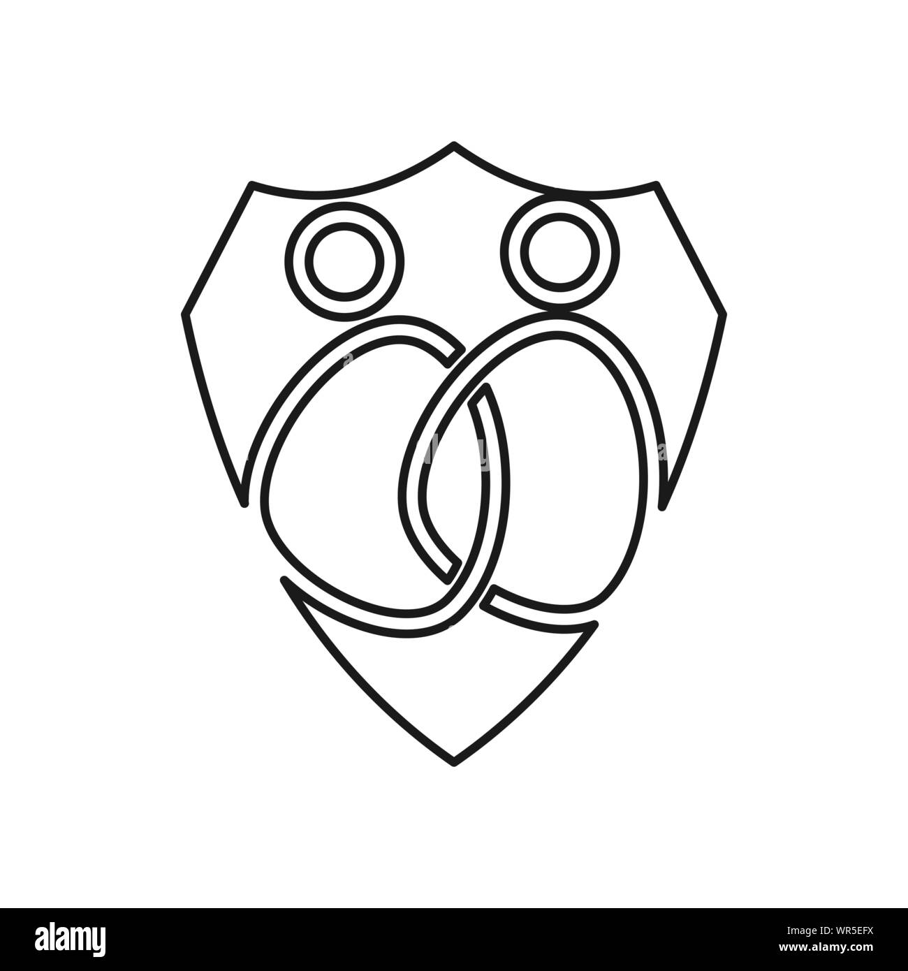 Shield People secure Commitment Teamwork Together Outline Logo Stock Vector Image & Art - Alamy