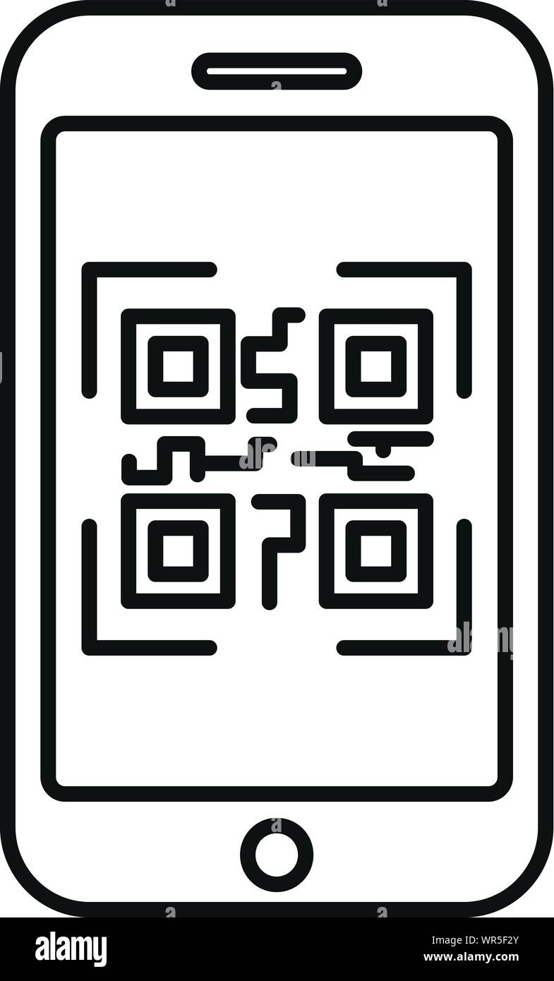 Smartphone qr code icon. Outline smartphone qr code vector icon for web ...