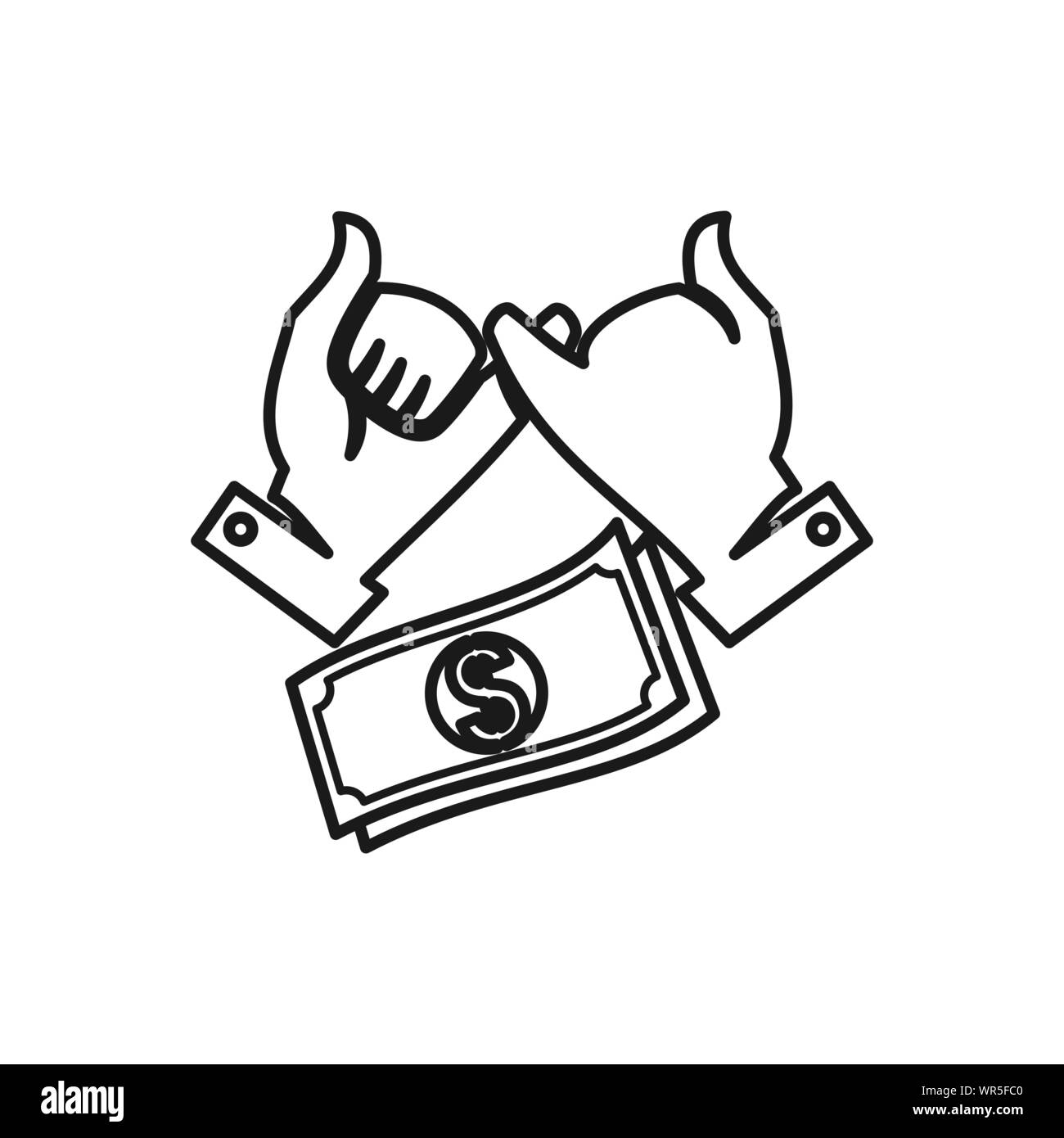 money hand Commitment Teamwork Together Outline Logo Stock Vector Image ...