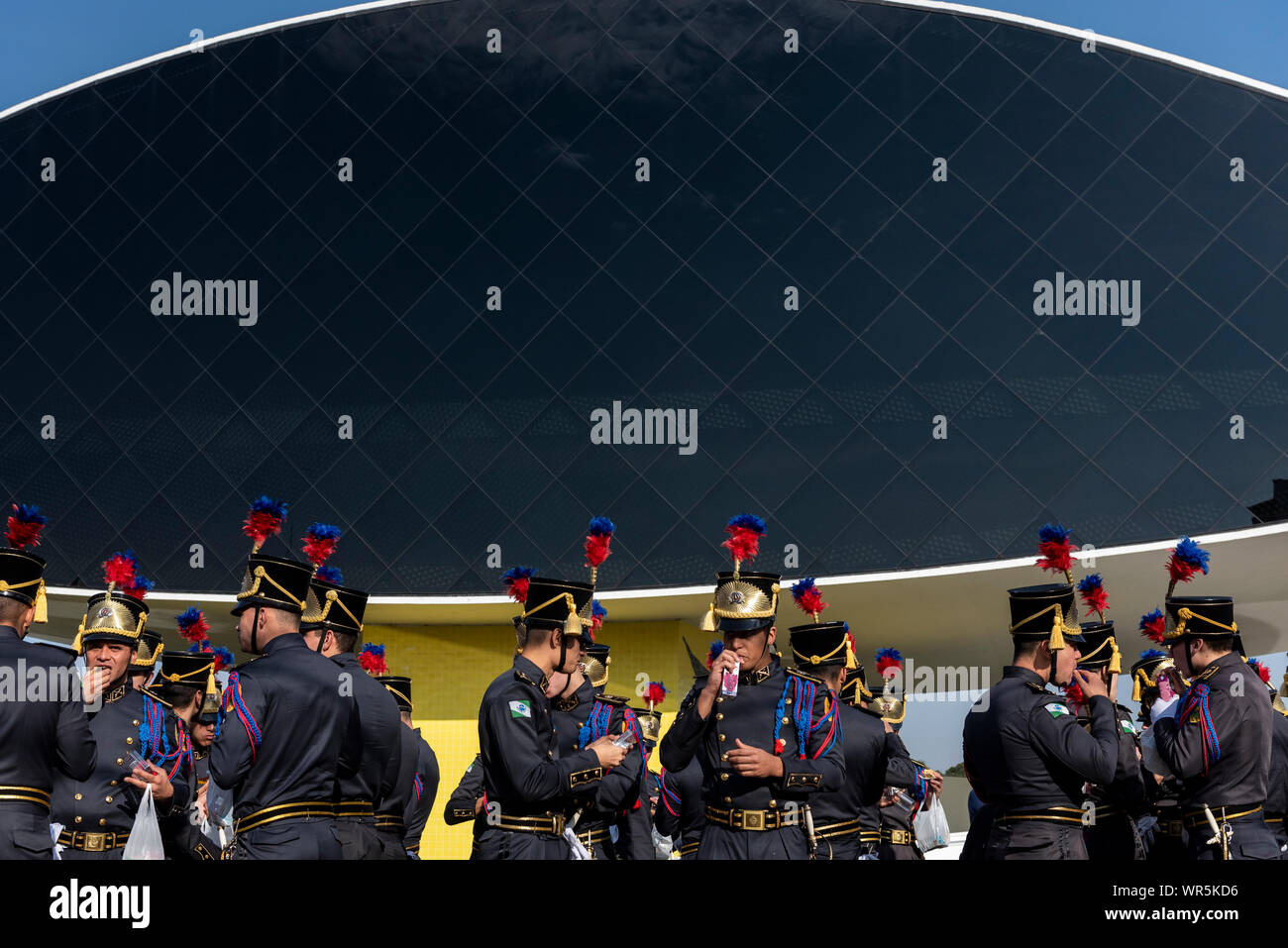 07 September 2019, Brazil, Curitiba: Elite troops of the military ...