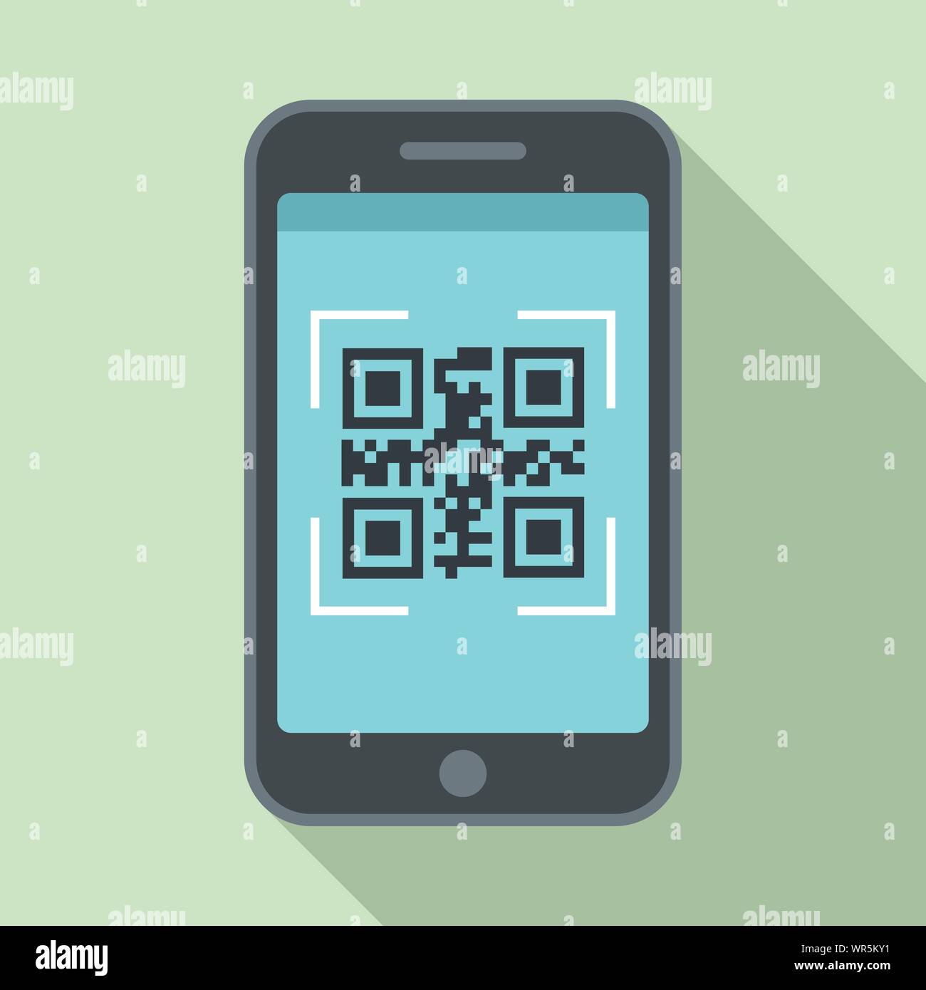 Smartphone qr code icon. Flat illustration of smartphone qr code vector ...