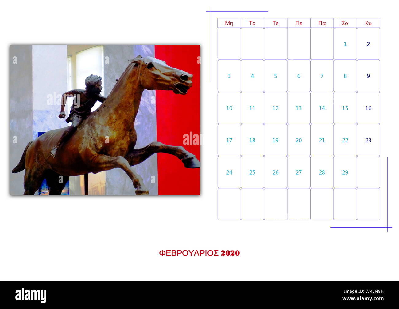 calendar, 2020, per month, 12 photos, ancient, Greek, statues ...