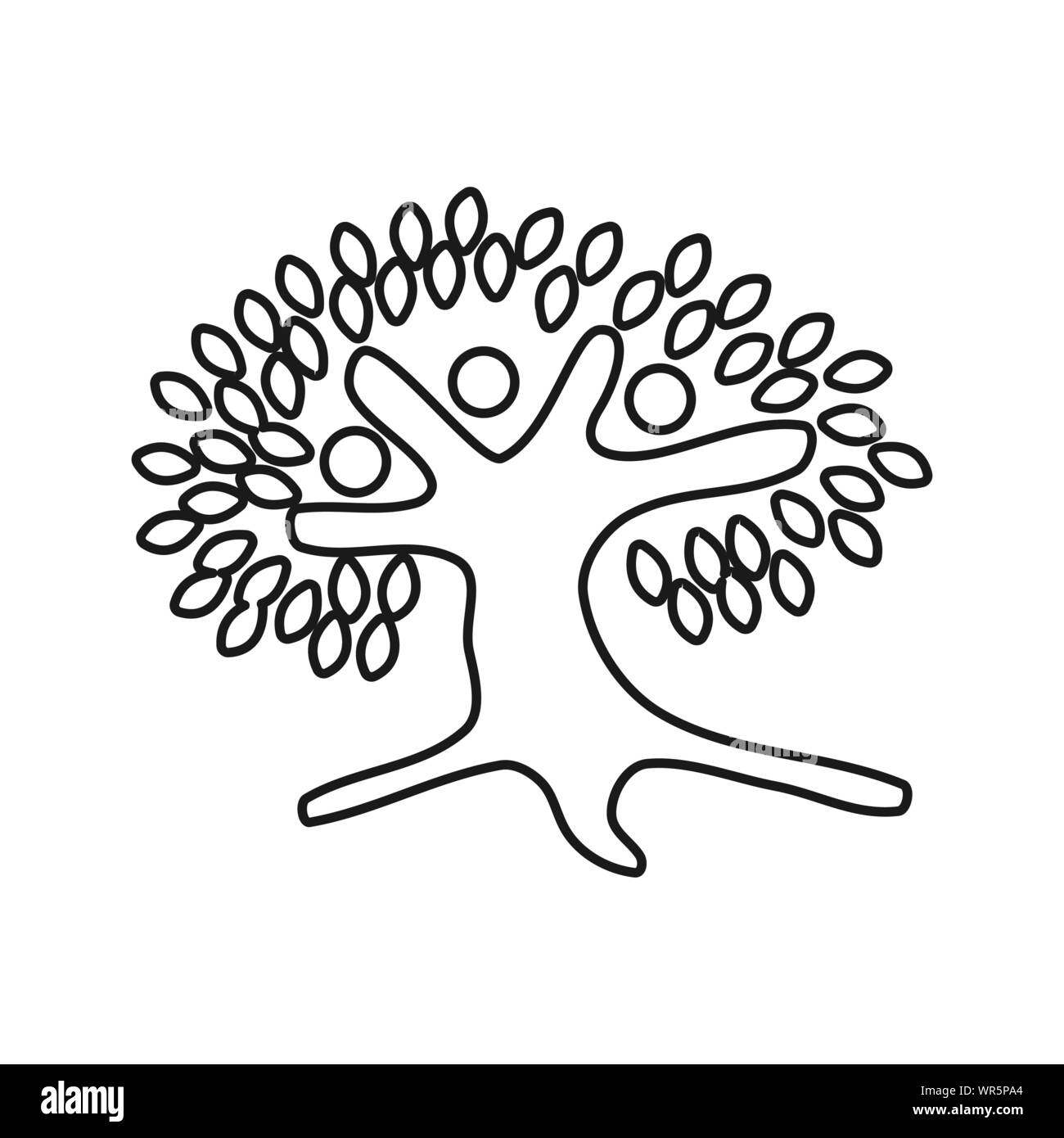 tree people Commitment Teamwork Together Outline Logo vector Stock ...